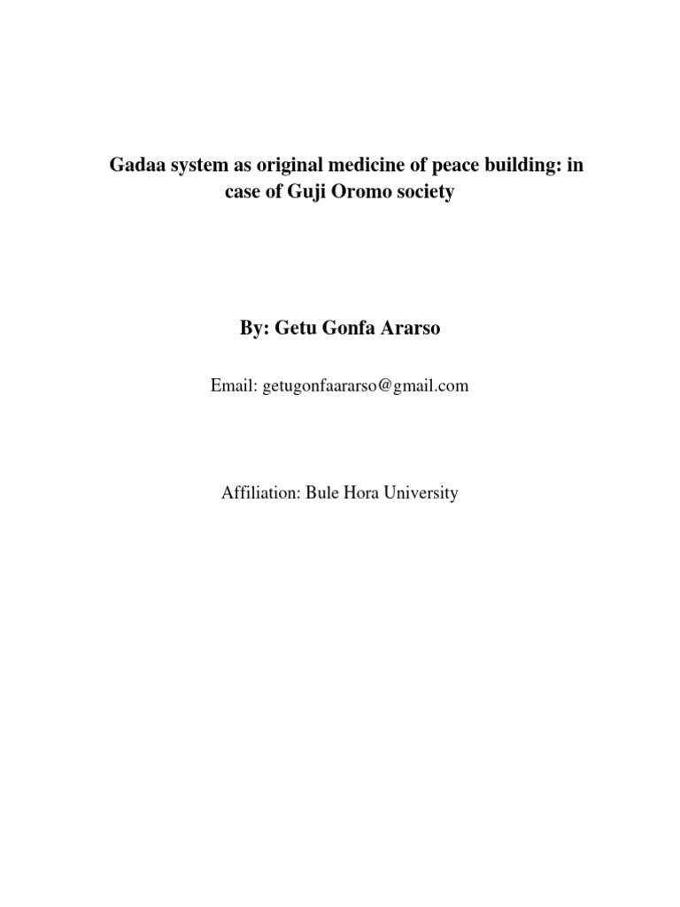 Gada System As Original Medicine of Peace Building in Guji Oromo by Getu Gonfa | PDF | Peace ...