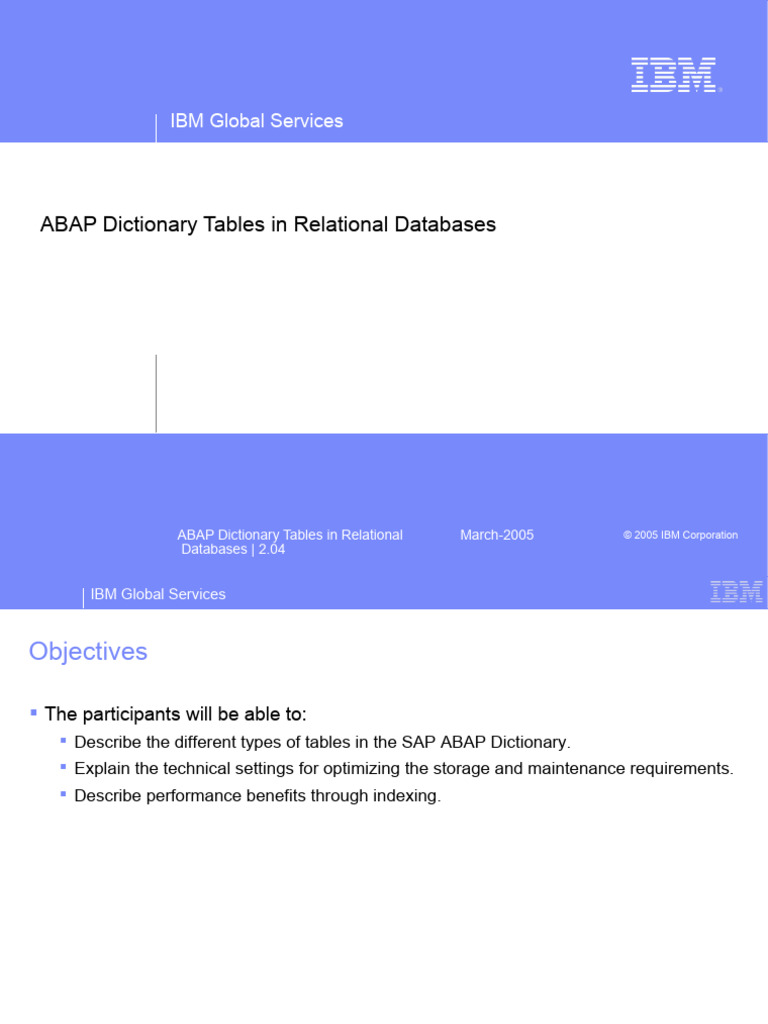 Chapter 04 Abap Dictionary Tables In Relational Databases Pdf Database Index Databases