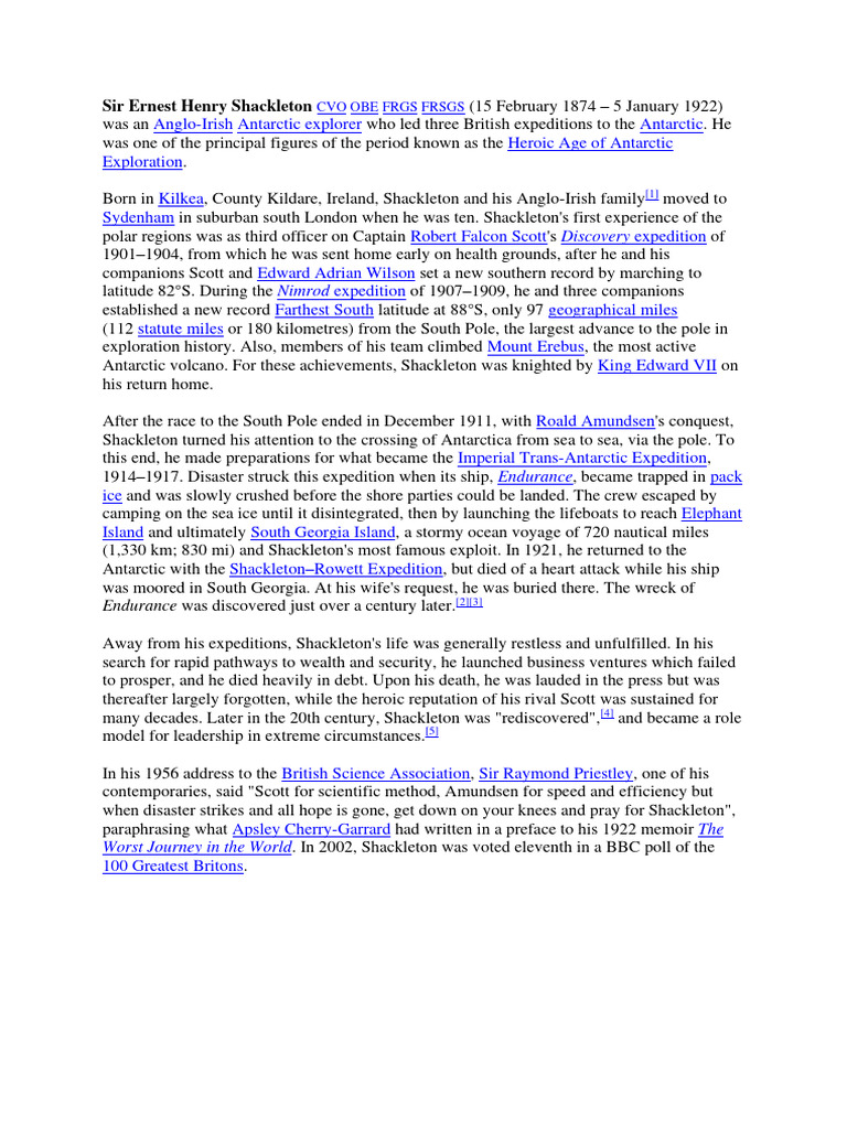 Henry Shack | PDF | Ernest Shackleton | Voyages