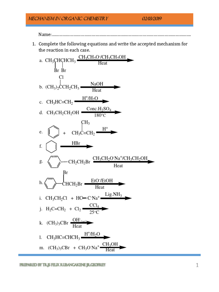 Organic Chemistry Reaction Mechanisms | PDF | Ethanol | Chemistry