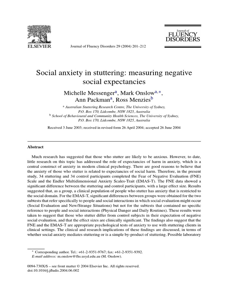 AnxStut - JFD - 2004 - Social Anxiety in Stuttering - Measuring ...