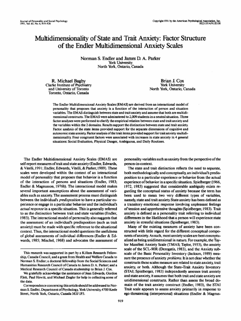 AnxChi - 1991 - Multidimensionality of State and Trait Anxiety - Factor ...