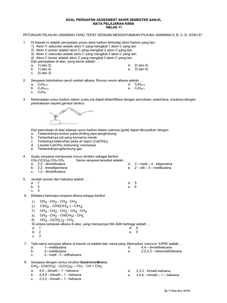 Soal Persiapan Aas Ganjil Kimia Xi | PDF