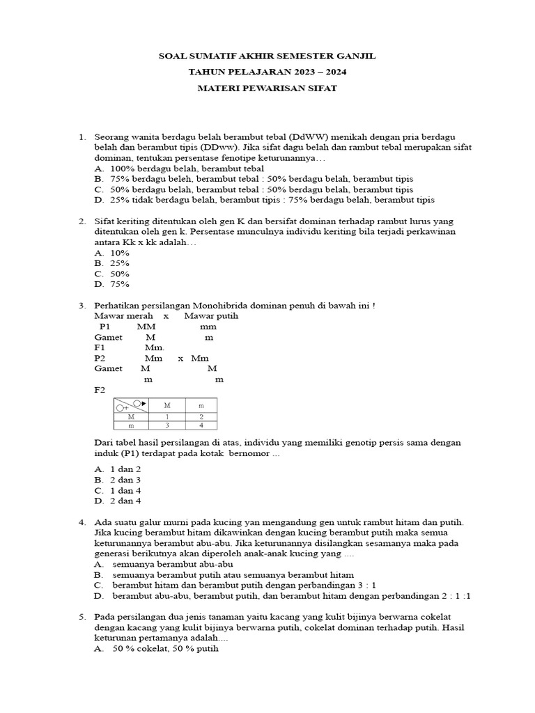 Persentase Fenotipe Keturunan Genetik | PDF