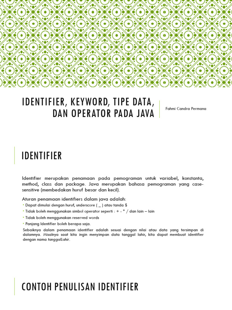 Tipe Data dan Identifier dalam Java | PDF