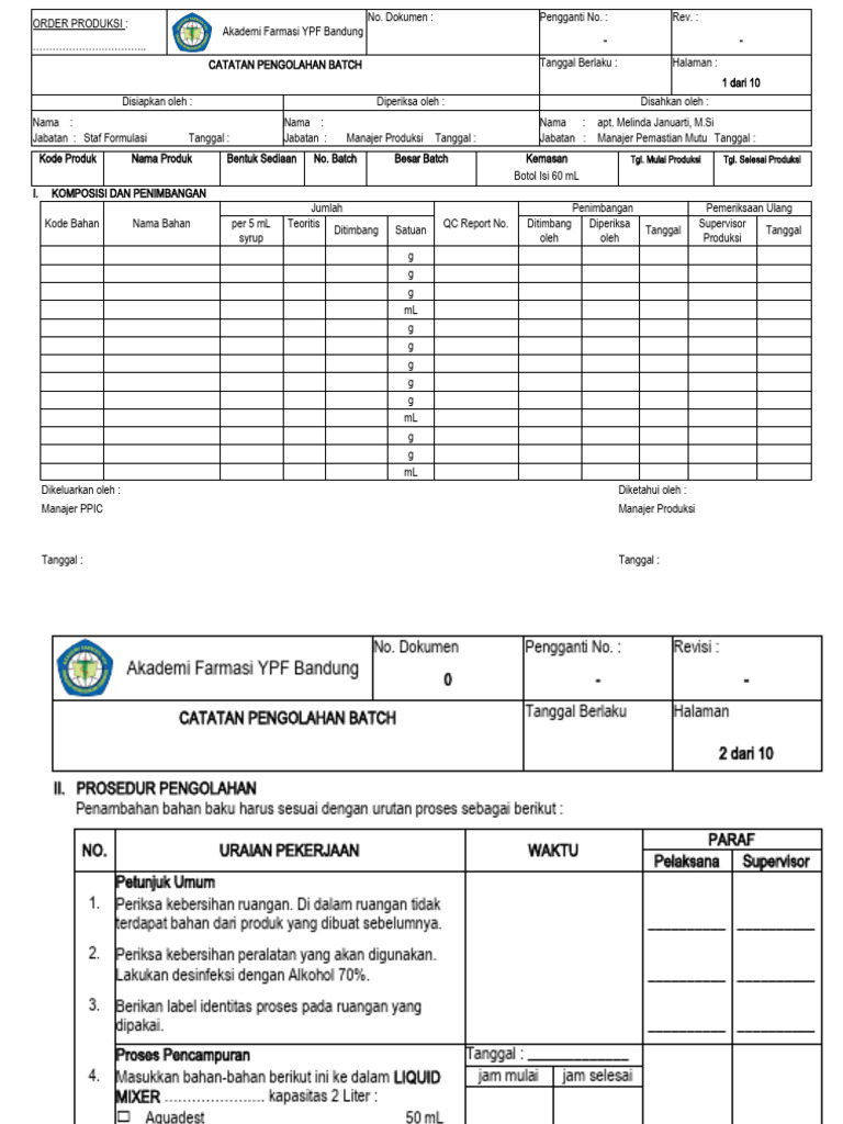 Batch Sheet TFSL | PDF