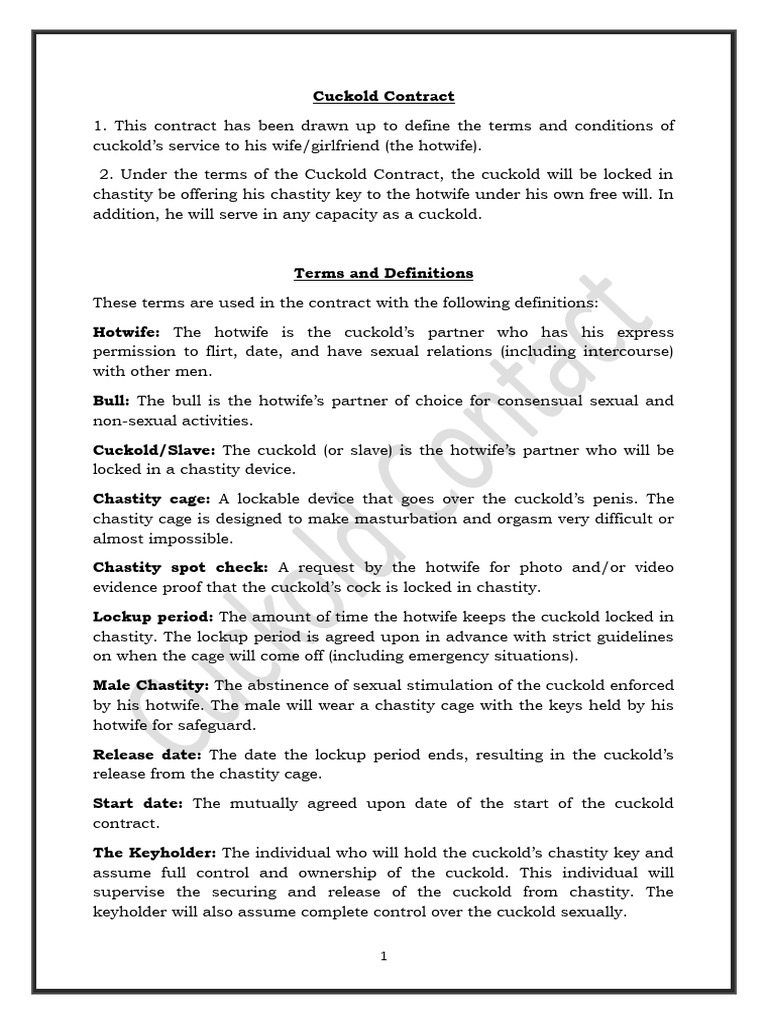 Cuckold Contract | PDF | Chastity | Swinging (Sexual Practice)