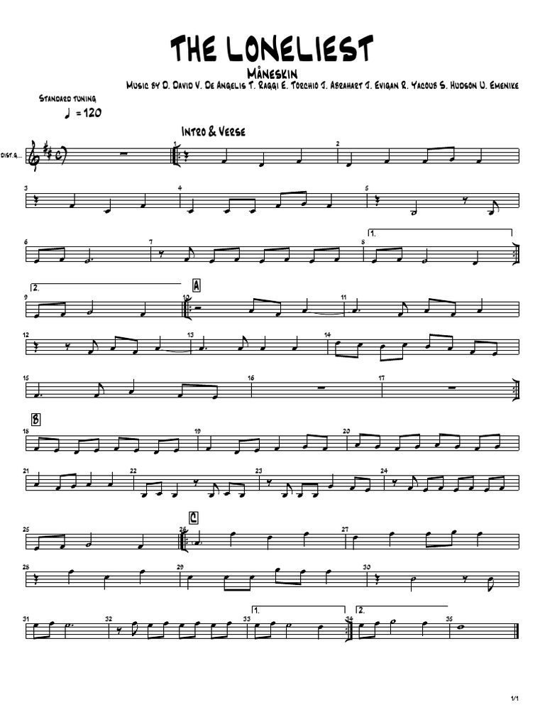 The Loneliest - Maneskin Lead VCLS | PDF