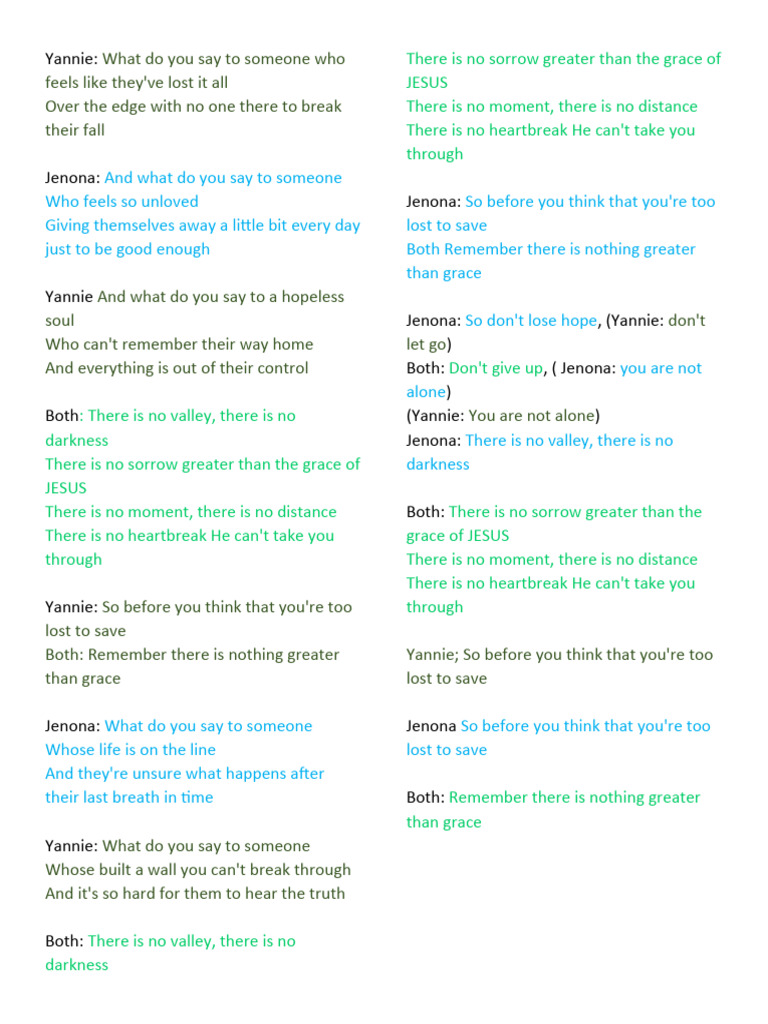 There Is Nothing Greater Than Grace Lyrics Pdf