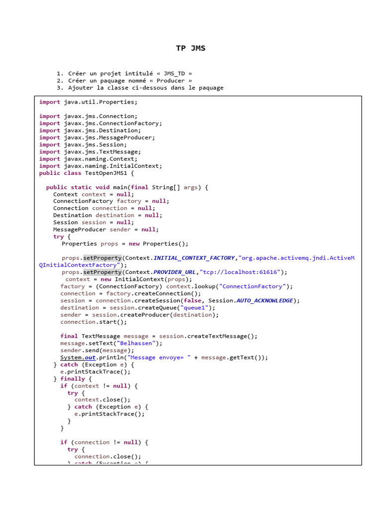 TP JMS | PDF | Software Engineering | Computer Science