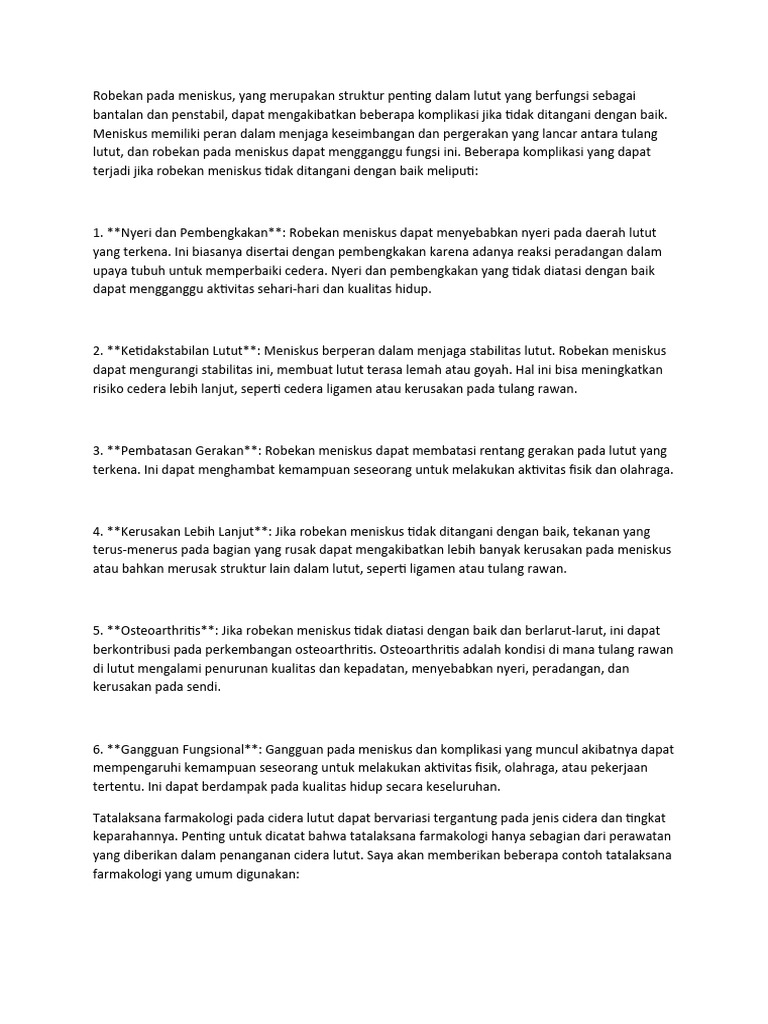 Perawatan Robekan Meniskus Lutut | PDF | Kesehatan Holistik | Sains ...