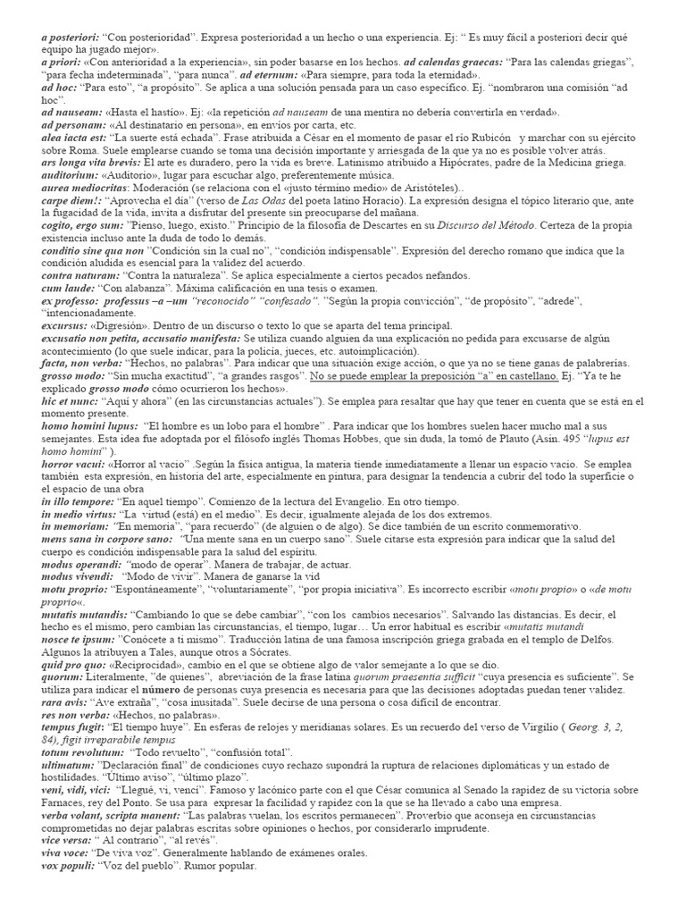Latinismos | PDF | A priori y a posteriori | Horacio