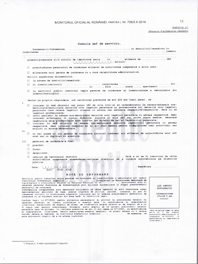 Model Cerere Preschimbare Permis | PDF