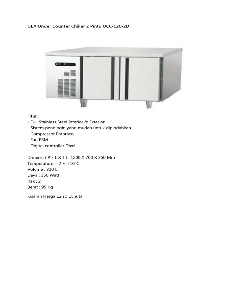 GEA Under Counter Chiller 2 Pintu UCC Mba Fitri | PDF