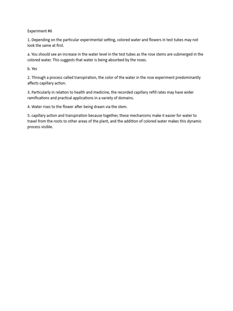 Rose Water Absorption Experiment | PDF | Science & Mathematics