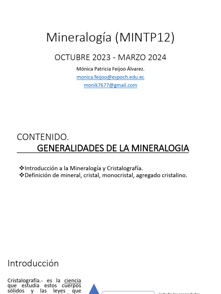 D08 01 Clase Mineralogia | PDF | Cristalografía | Mineralogía