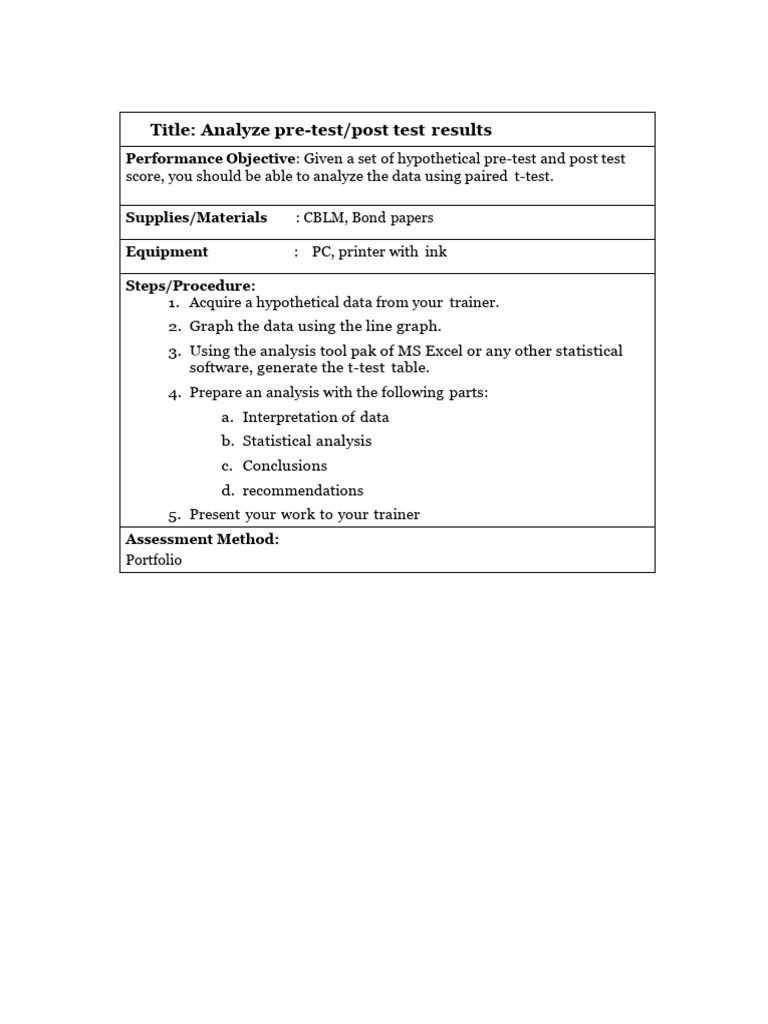 Analyzing Pre/Post Test Data | PDF | Student's T Test | Statistics
