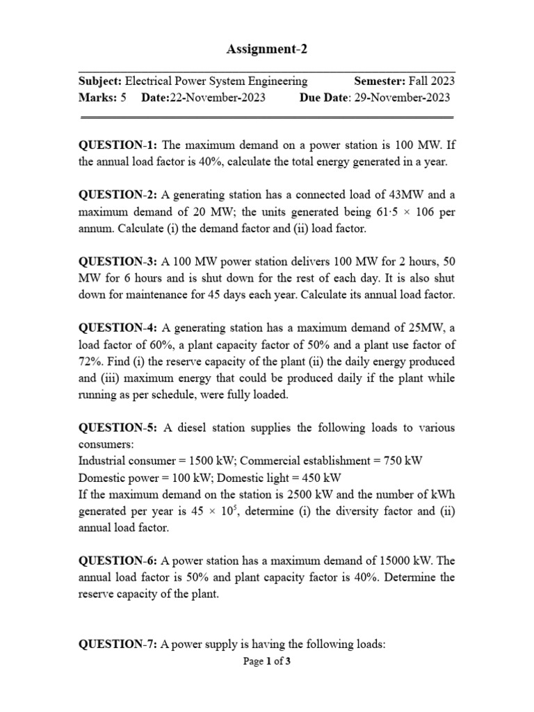 Assignment 2 | PDF | Power Station | Watt
