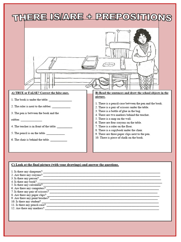 There Is Prepositions of Place | PDF | Stationery