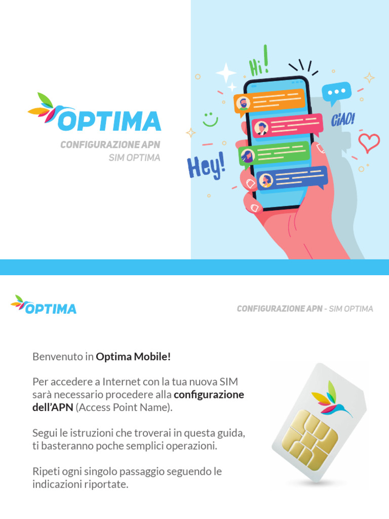 Configurazione - APN Optima Italia (IOS - Android) | PDF Configurazione - APN Optima Italia (IOS - Android) | PDF