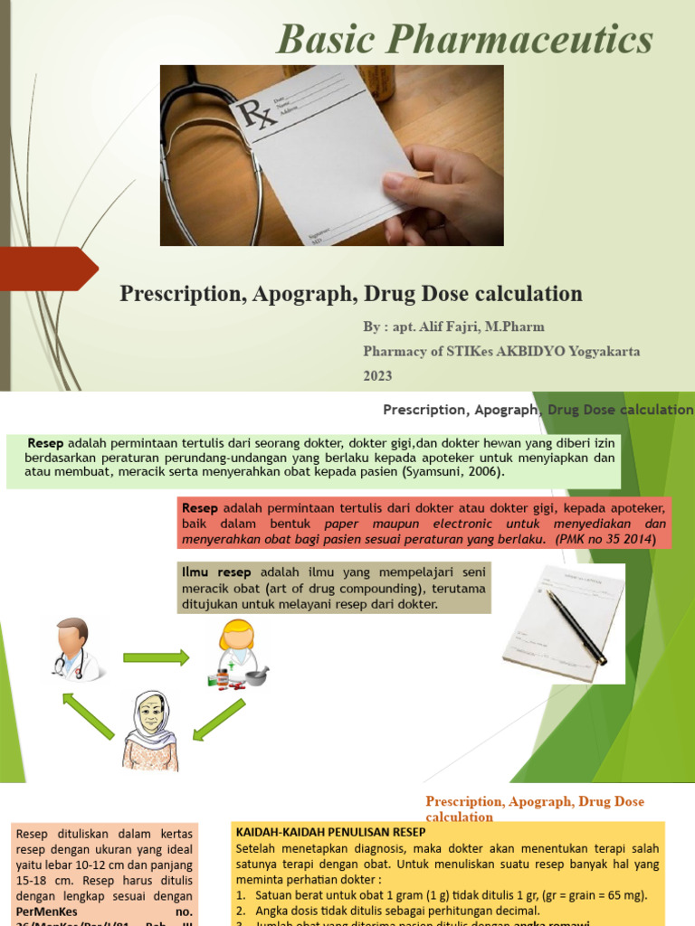 Prescription, Apograph, Drug Dose Calculation - Apt Alif | PDF
