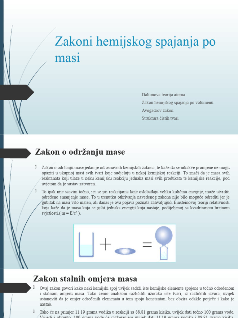 Zakoni Hemijskog Spajanja Po Masi | PDF