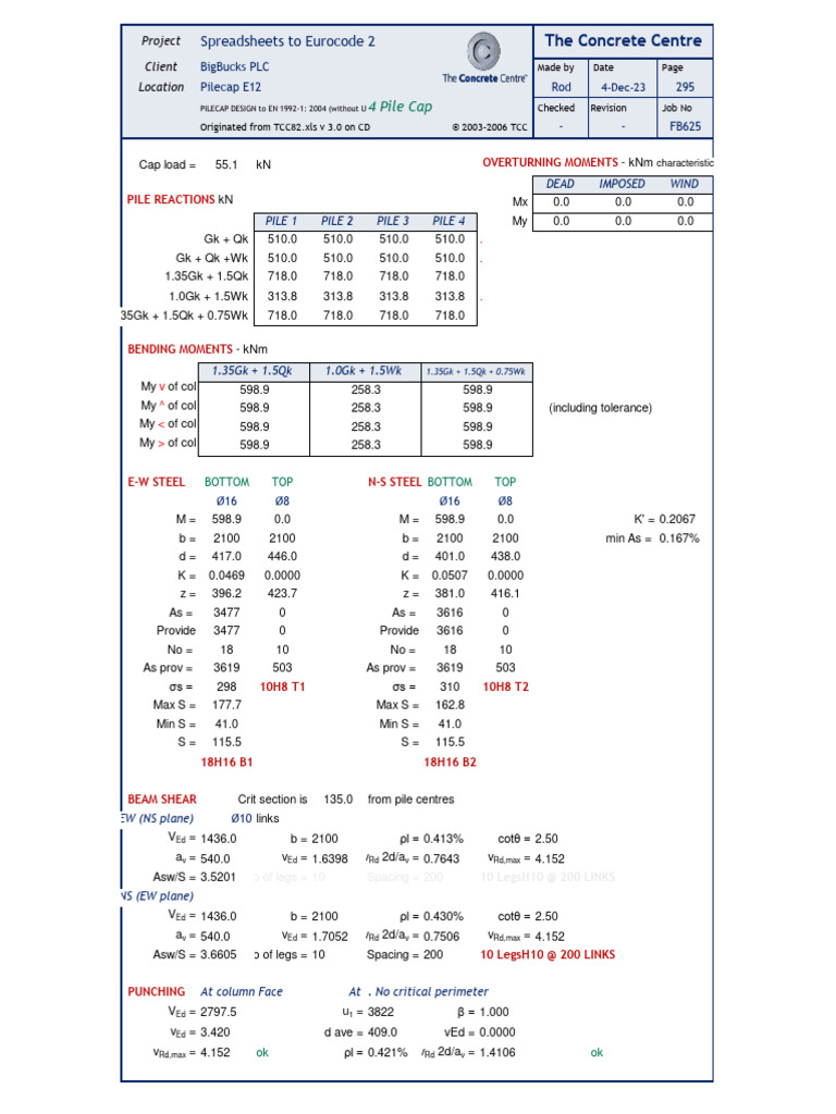 TCC82 Pilecap Design-4 Caps | PDF | Civil Engineering | Structural ...