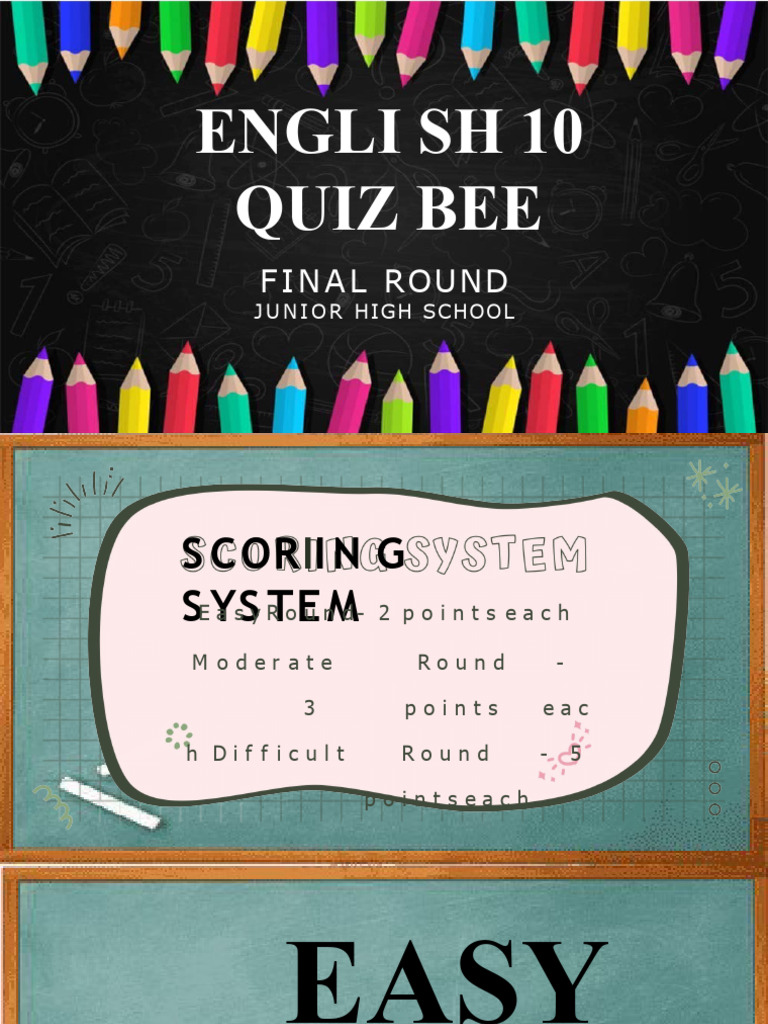 English 10 Quizbee Final Round | PDF | Quantitative Research | Speed ...