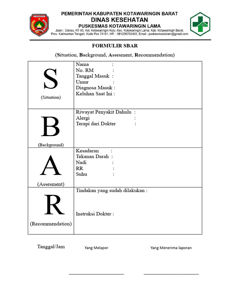 Formulir SBAR untuk Laporan Medis | PDF