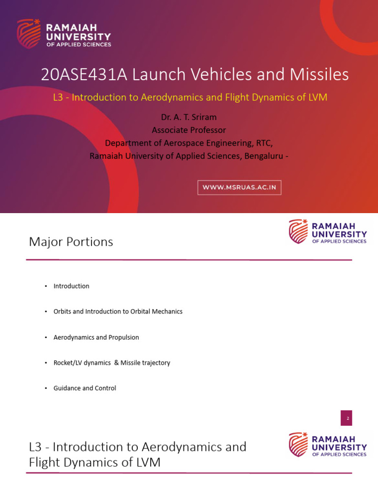 20ASE431A L3 Introduction Aerodynamics and FlightDynamcis LVM | PDF | Rocket | Aerodynamics