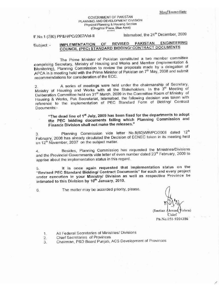 Pakistan Engineering Council (PEC) Procurement Documents | PDF