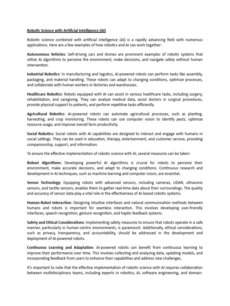 Artificial Intelligence With Robotics Pdf Robotics Artificial Intelligence