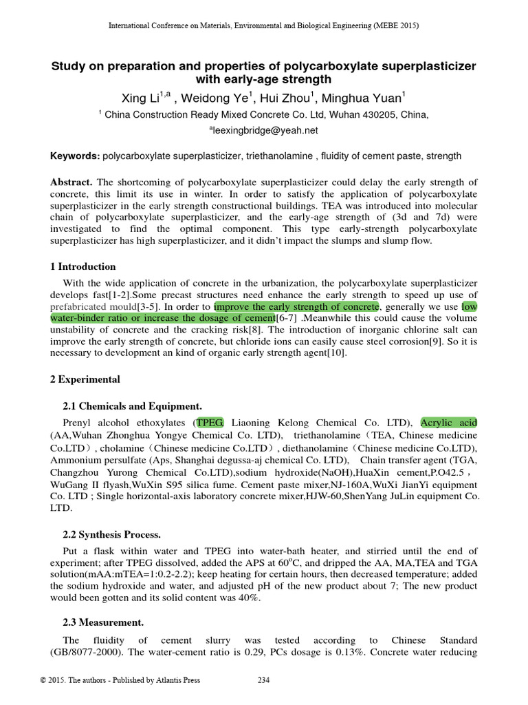 PCE - Li Et Al 2015 - J - Study On Preparation and Properties of ...