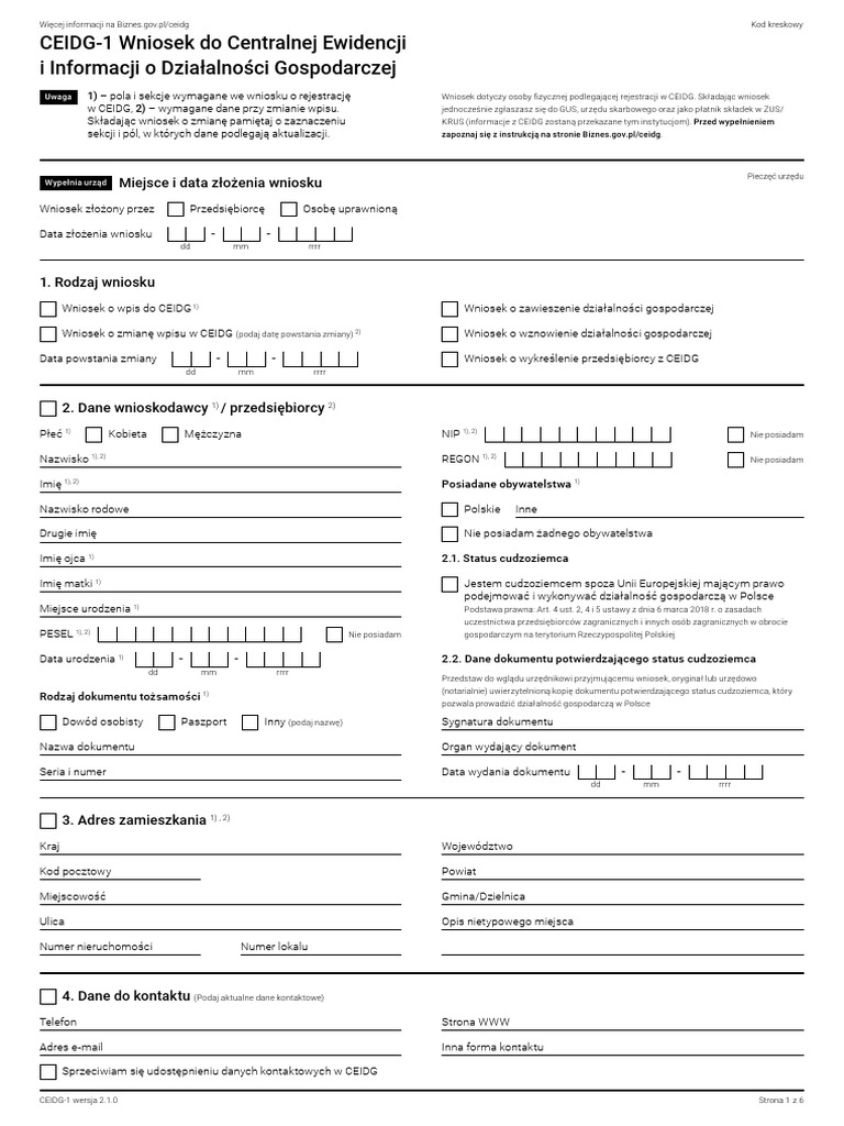 CEIDG-1 v6 | PDF