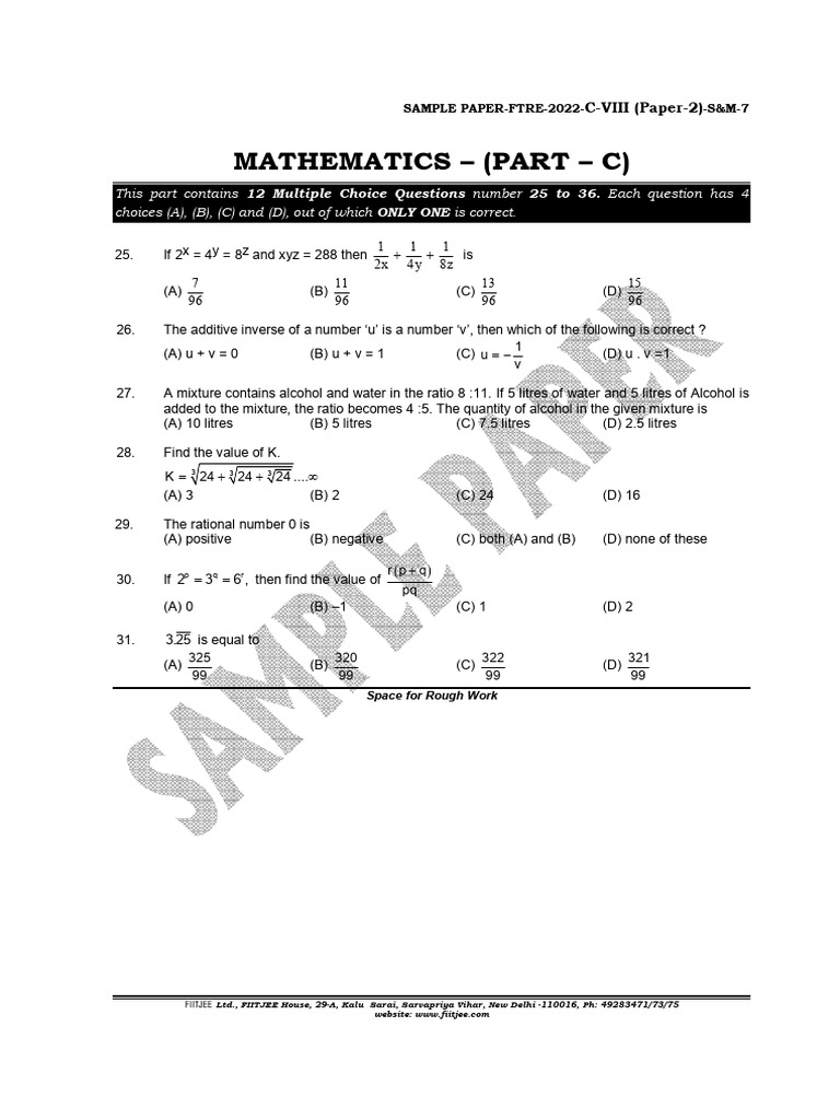 Ftre 2022 8th p2 Sample Paper Math | PDF | Classical Geometry | Elementary Mathematics