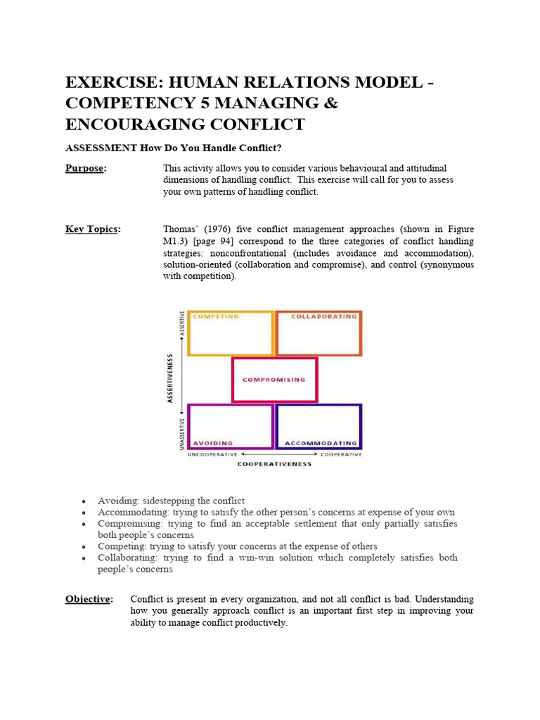 WEEK 4 - Exercise 1 - How Do You Handle Conflict - Assessment | PDF ...