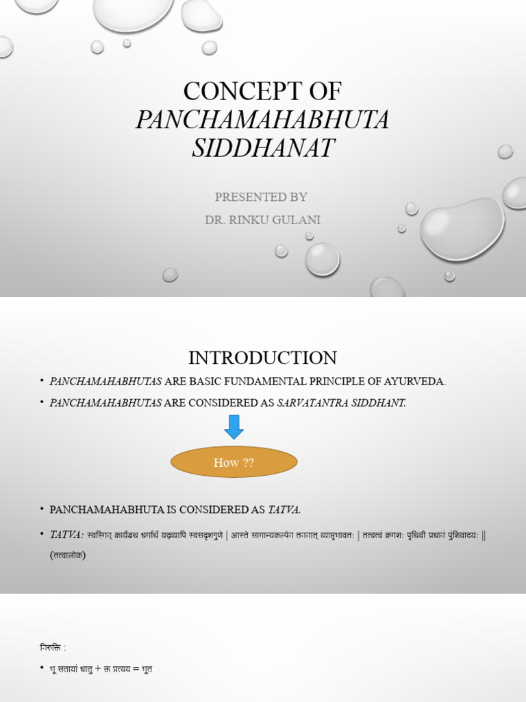 Concept of Panchamahabhuta Utpatti | PDF