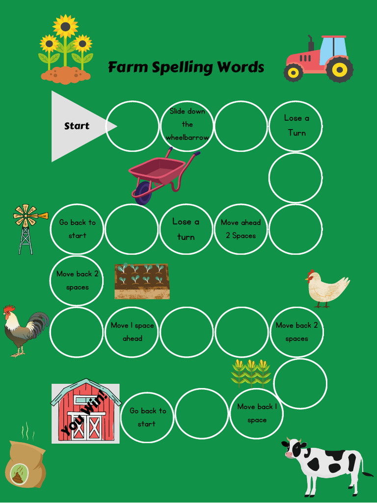 Farm Spelling Board Game | PDF | Cattle | Agriculture