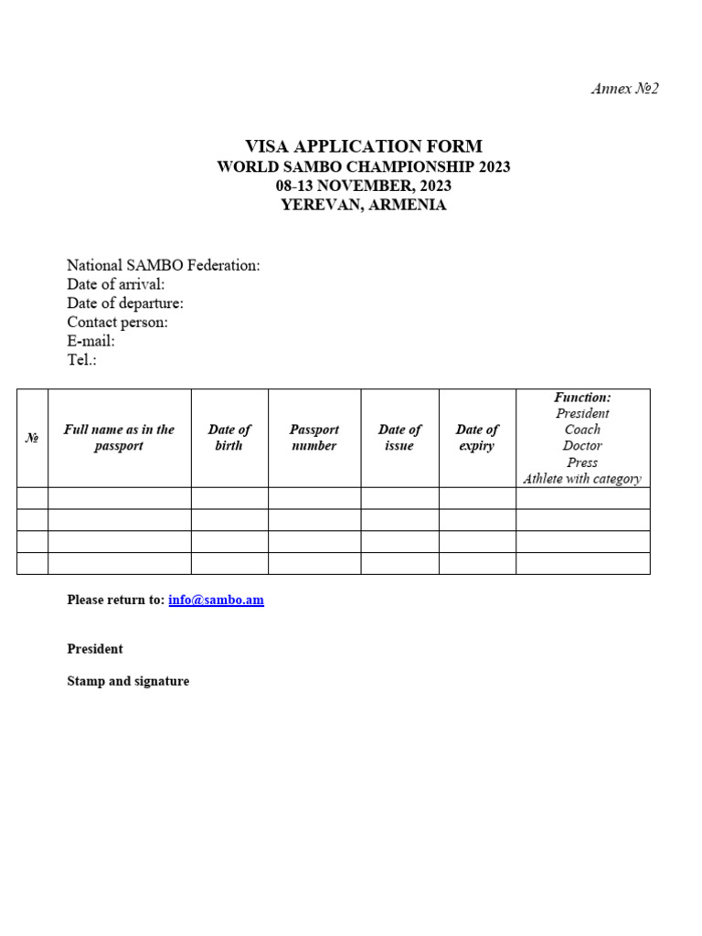 Sambo Visa Application 2023 | PDF
