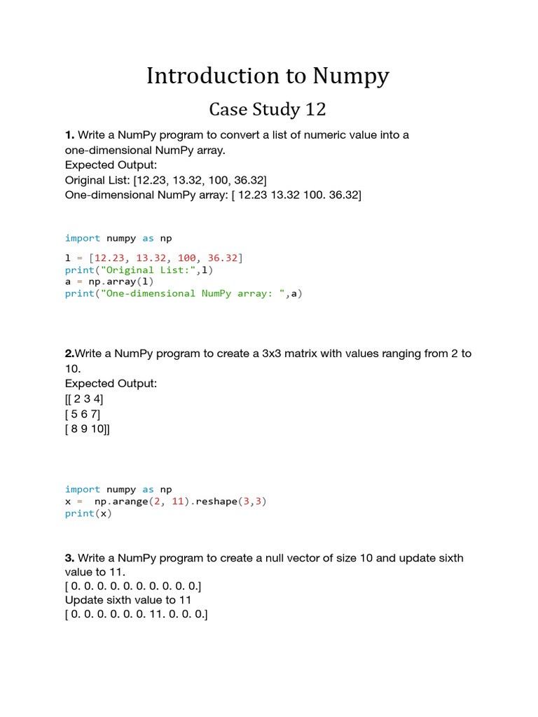 CS 12 Ans - Numpy Array | PDF | Mathematical Concepts | Mathematics