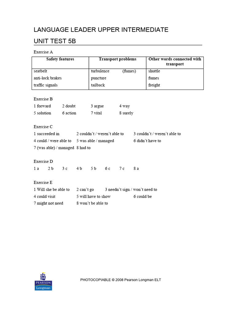 Unit 5B Test: Key Answers & Topics | PDF