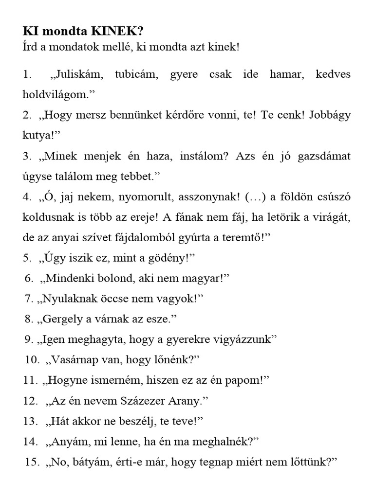 Marcell K Kesi - Ki Mondta Kinek Egri Csoportos Feladat | PDF