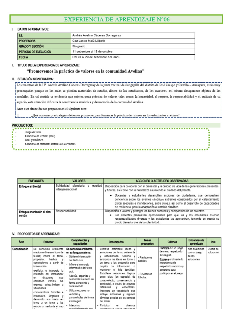 5° Grado - Experiencia de Aprendizaje N°07 | PDF | Geometría | Multiplicación