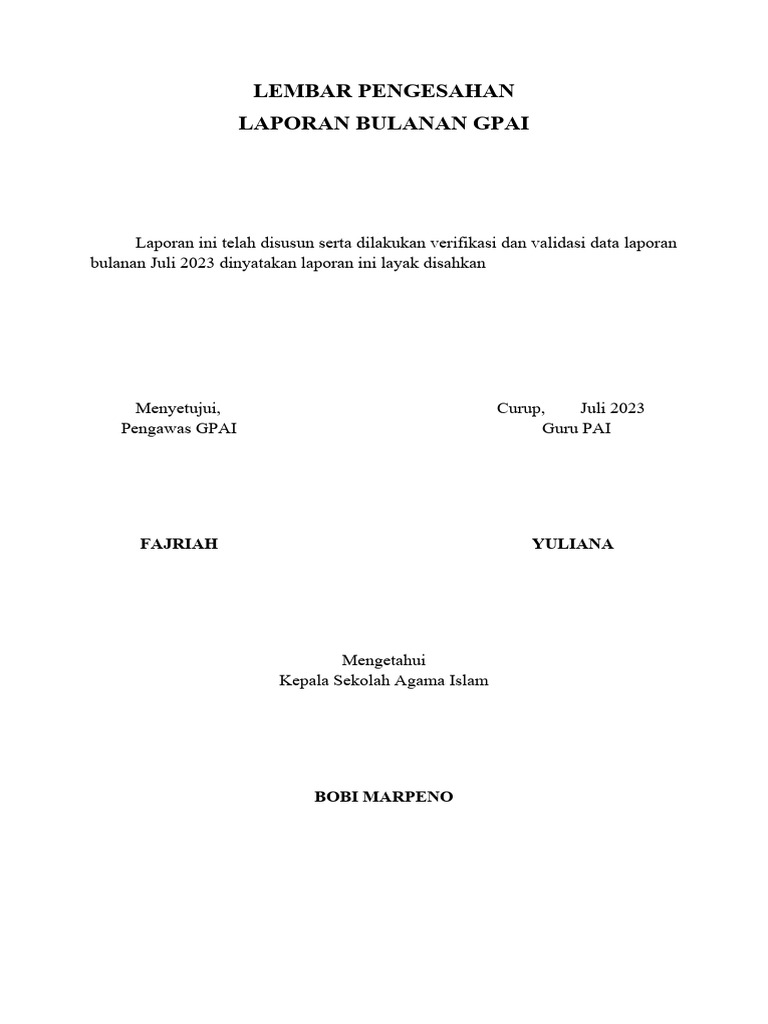 Lembar Pengesahan & Laporan | PDF