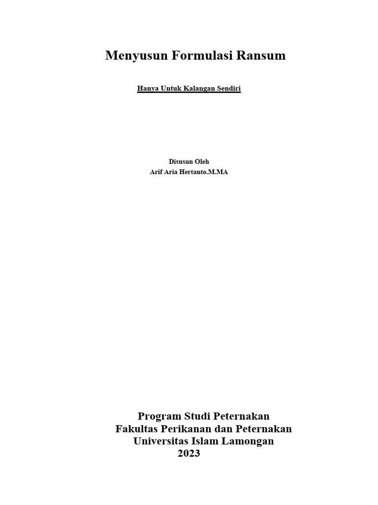 Formulasi Menyusun Ransum | PDF