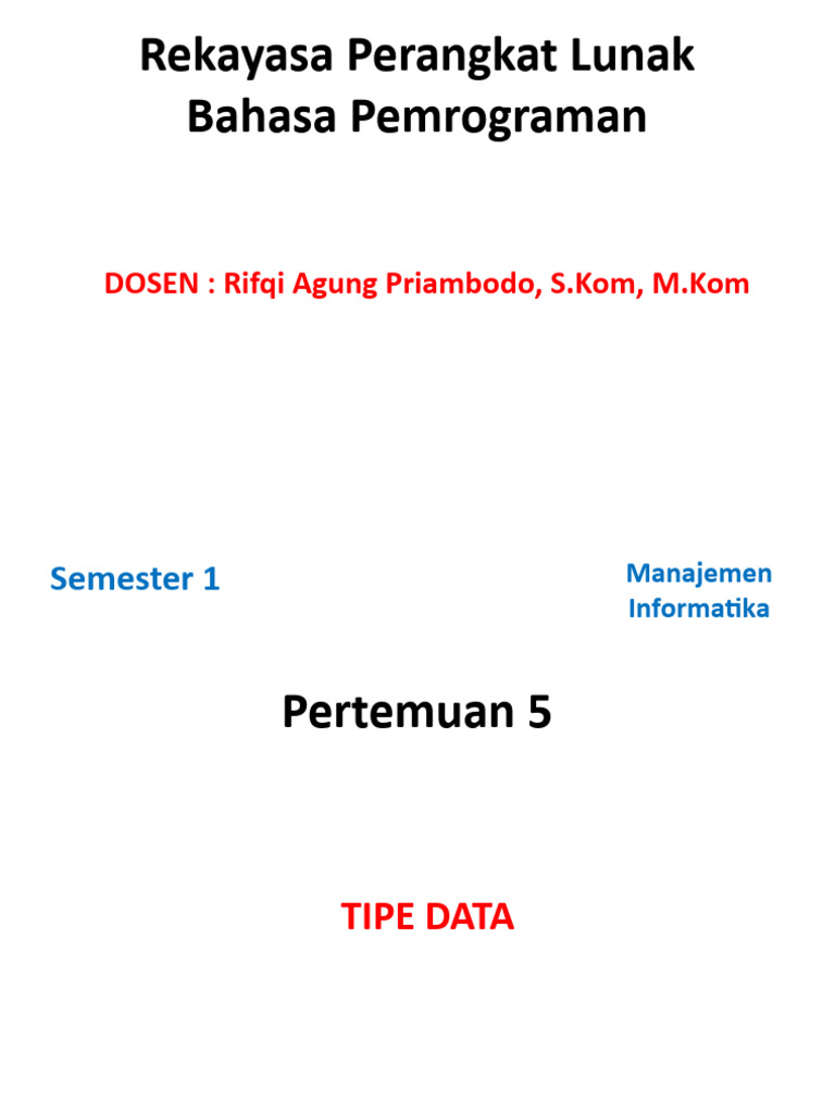 Pertemuan 5 (Tipe Data) | PDF