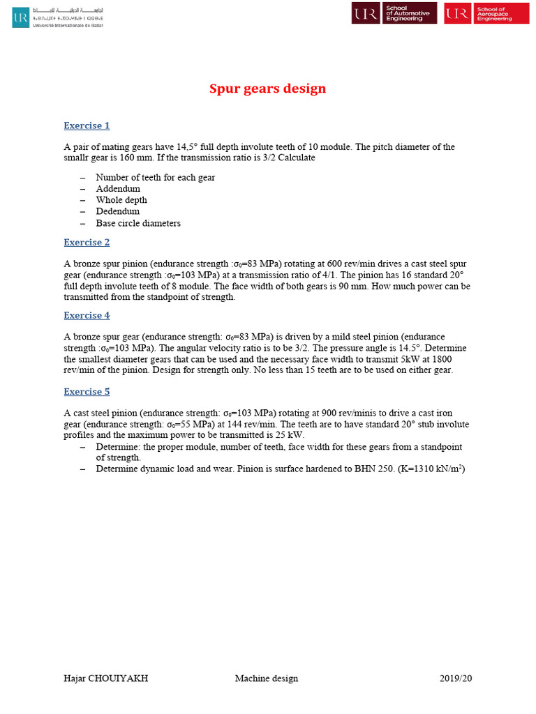Spur Gear Design Calculations | PDF