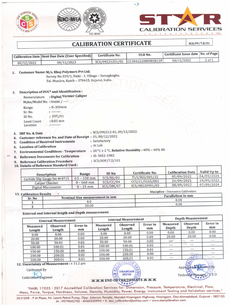3.1digital Vernier Caliper Calibration Certificate | PDF | Science ...