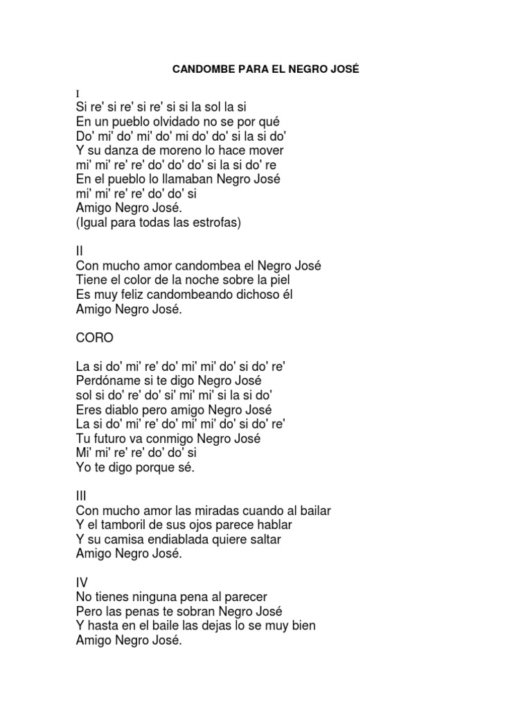 Candombe para El Negro José | PDF | Entretenimiento (general)