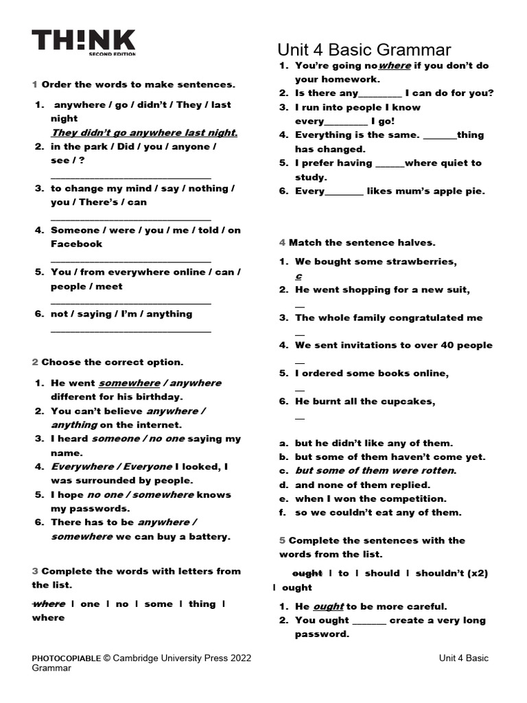 Thk2e BrE L2 Grammar Basic Unit 4 | PDF Thk2e BrE L2 Grammar Basic Unit 4 | PDF